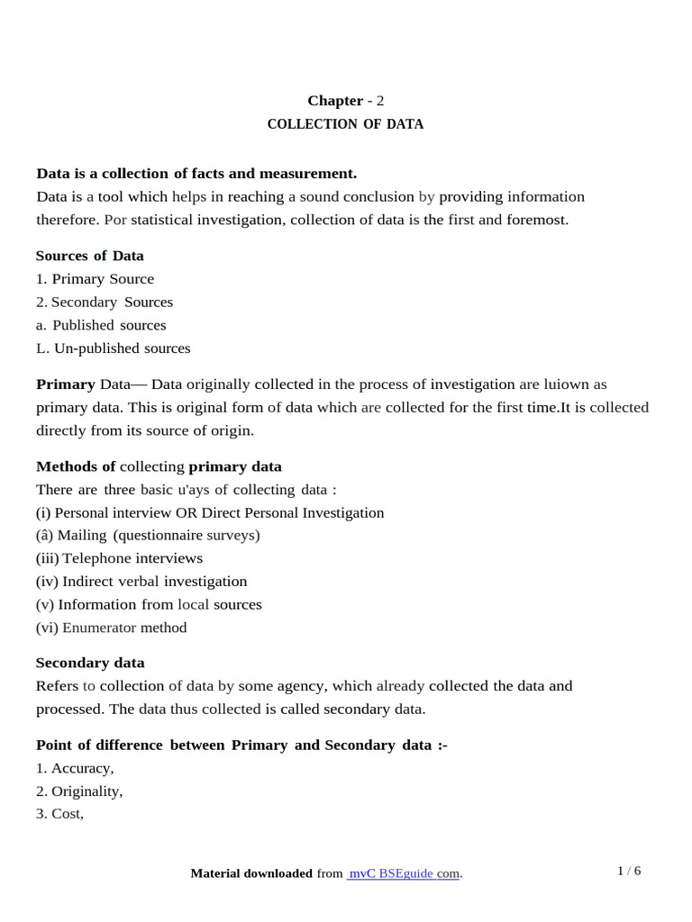 stats ch2- collection of data | PDF | Sampling (Statistics) | Survey Methodology