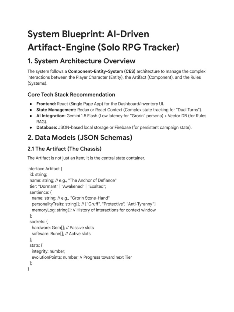 AI-Driven Solo RPG Tracker Blueprint | PDF | Computing