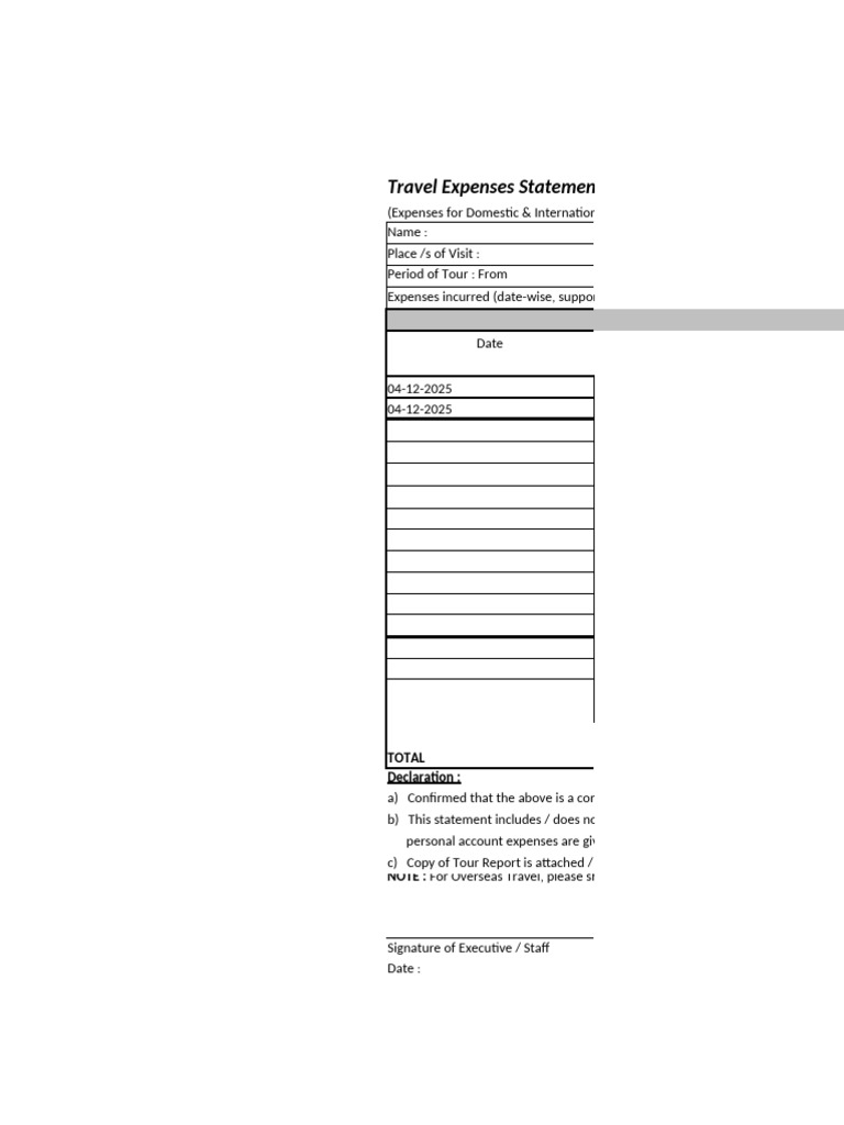 Annexure - 2: Travel Expenses Statement | PDF | Expense | Financial ...