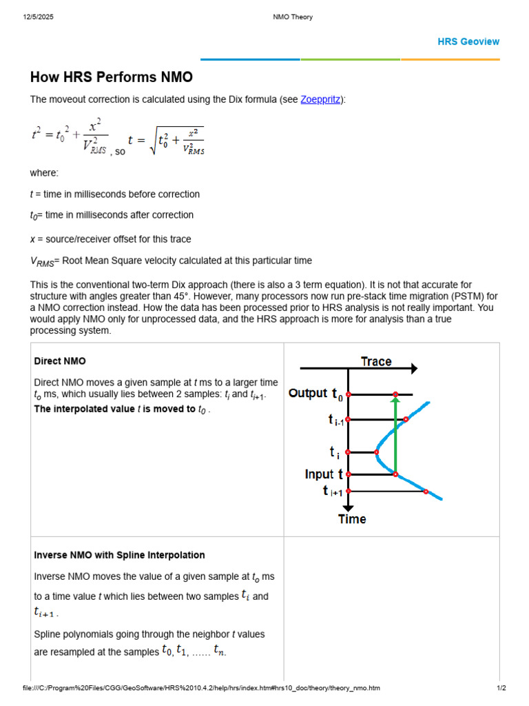 NMO Theory | PDF | Interpolation | Root Mean Square