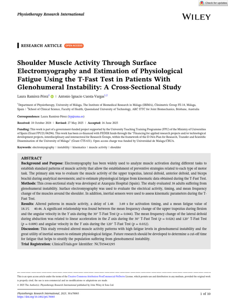 Shoulder Muscle Activity in Instability Study | PDF | Electromyography ...