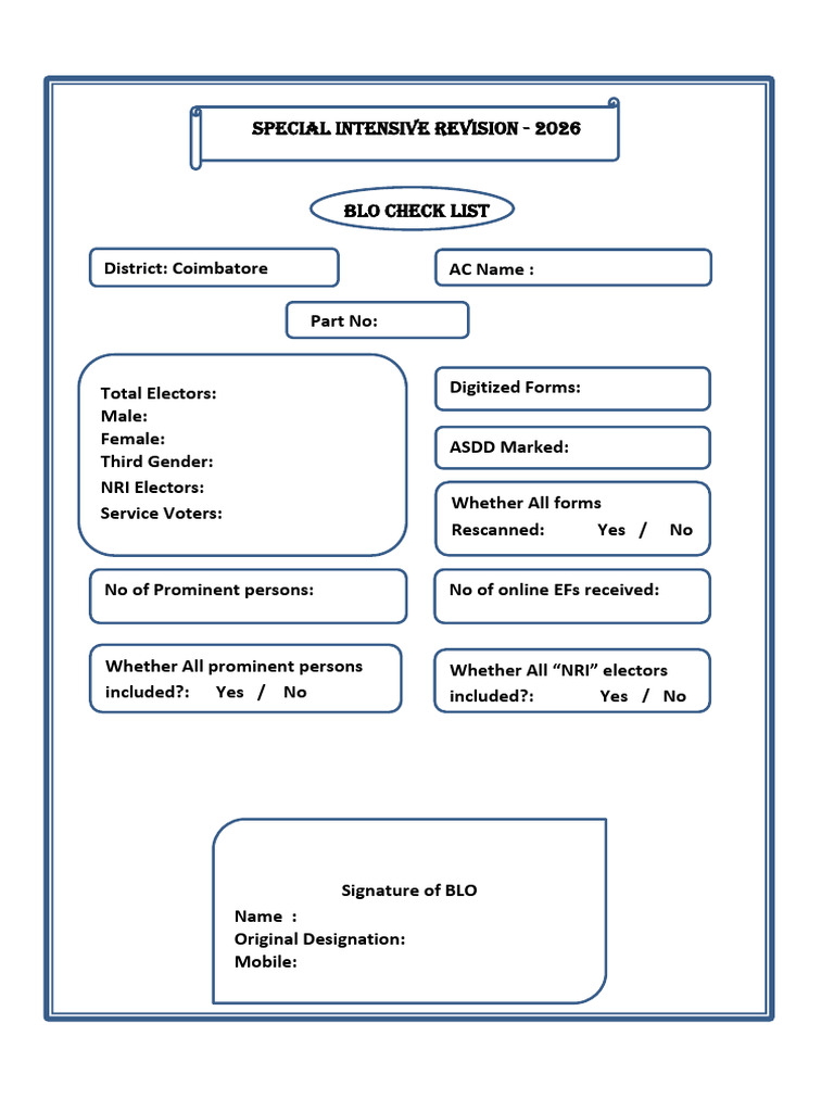 BLO Check List | PDF