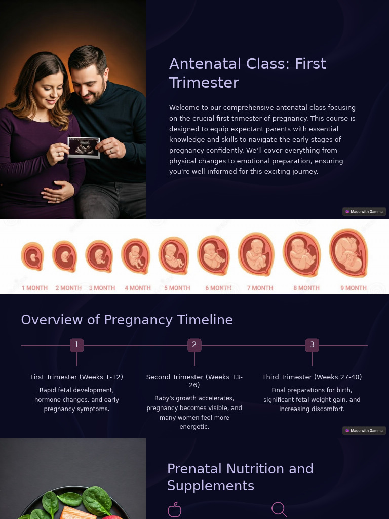 First Trimester Antenatal Class Guide | PDF | Pregnancy | Prenatal ...