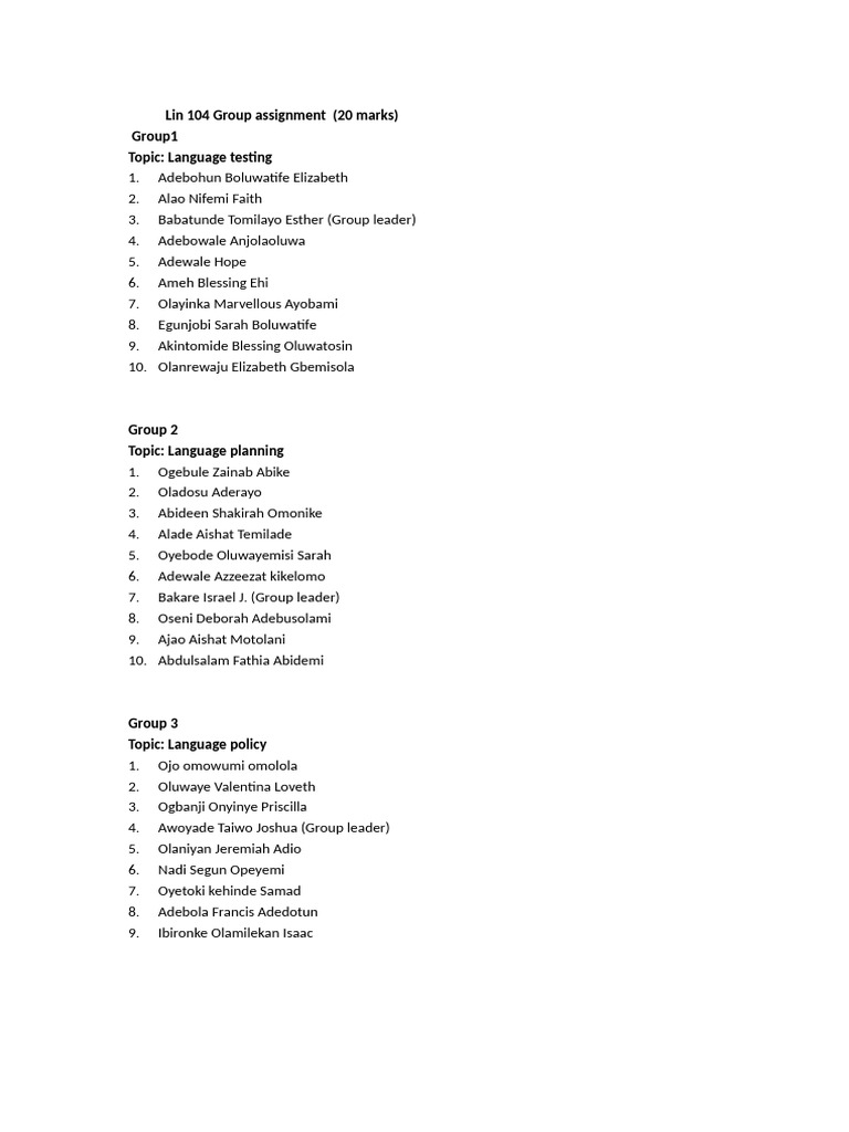 Lin 104 Group Assignment | PDF