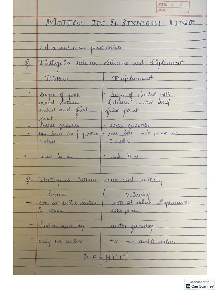Motion in A Straight Line | PDF