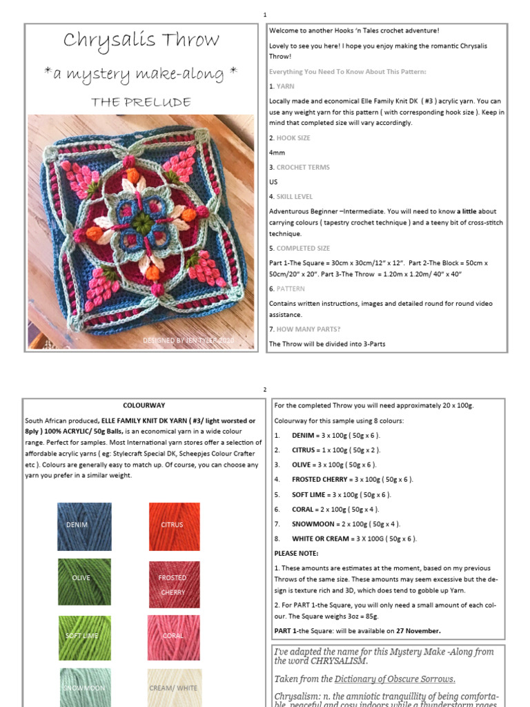 Chrysalis Throw Crochet Pattern Guide | PDF | Crochet | Yarn