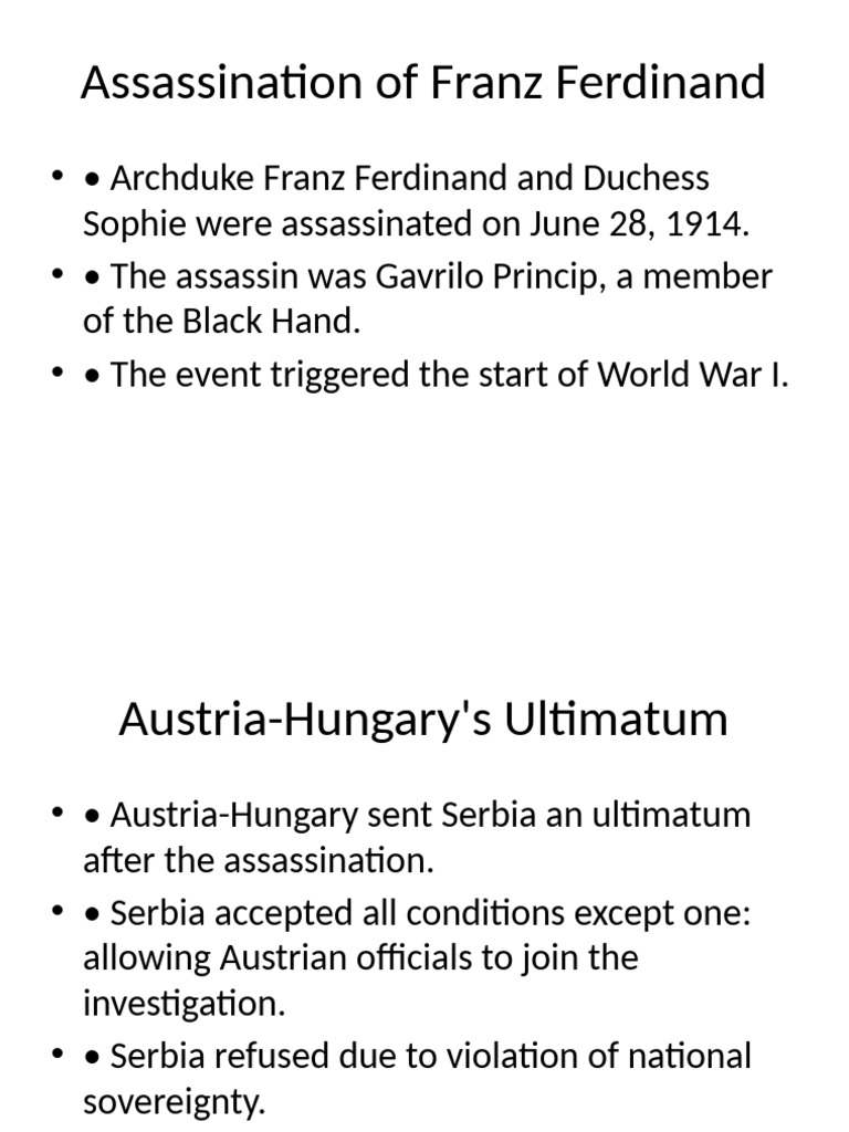 Assassination of Franz Ferdinand Overview | PDF