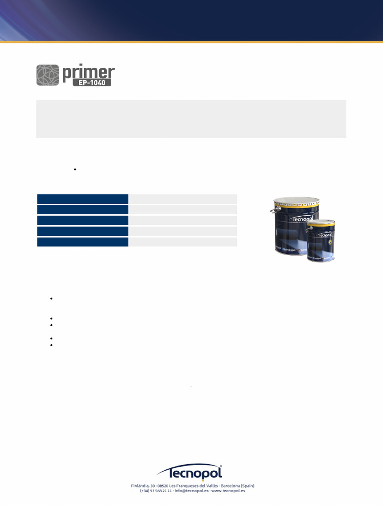 Résine Époxy Bi-Composant PRIMER EP-1040 | PDF | Époxy | Matériaux