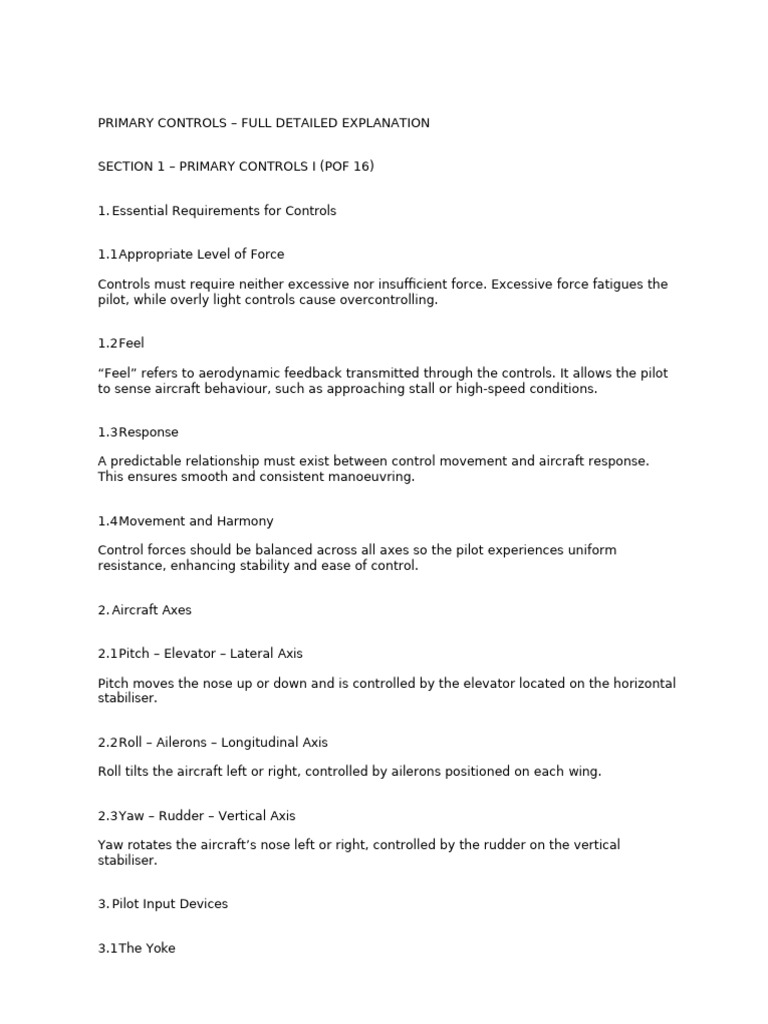 Primary Aircraft Control Systems Explained | PDF | Flight Control ...