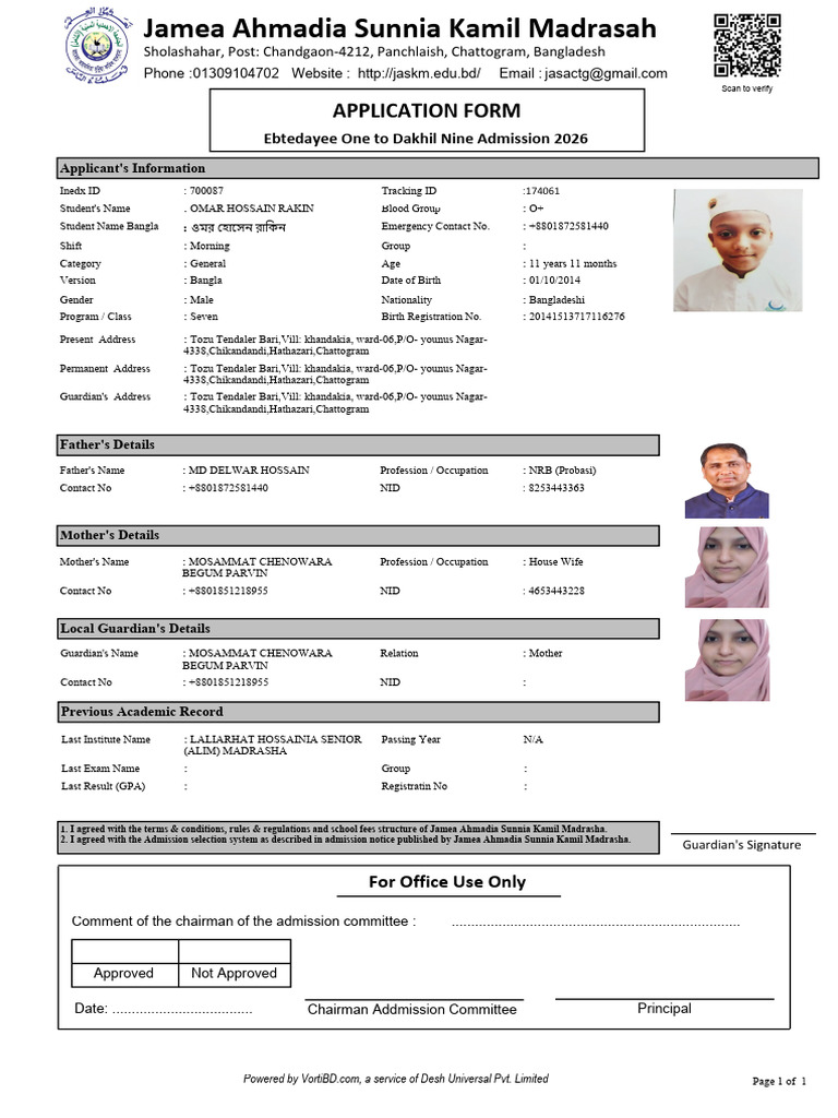 AdmissionForm_JASKMSchool - Application Form-1 | PDF | Bangladesh