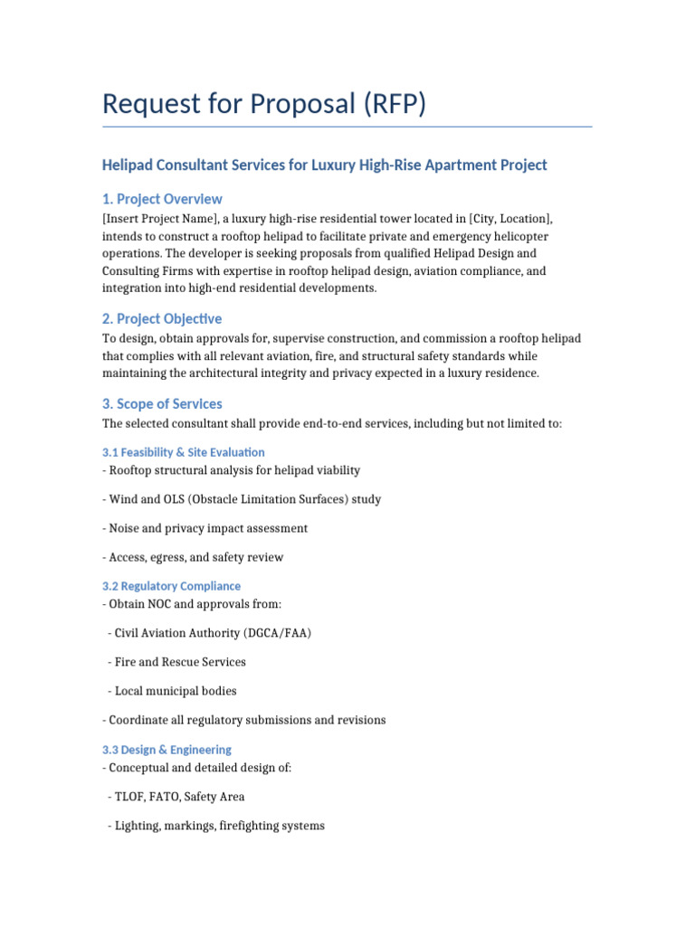 RFP Helipad Consultant Luxury Highrise | PDF