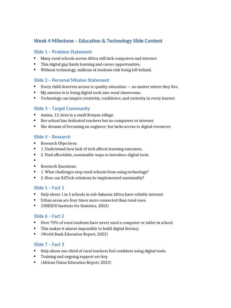 Week 4 Milestone Education and Technology | PDF | Educational ...