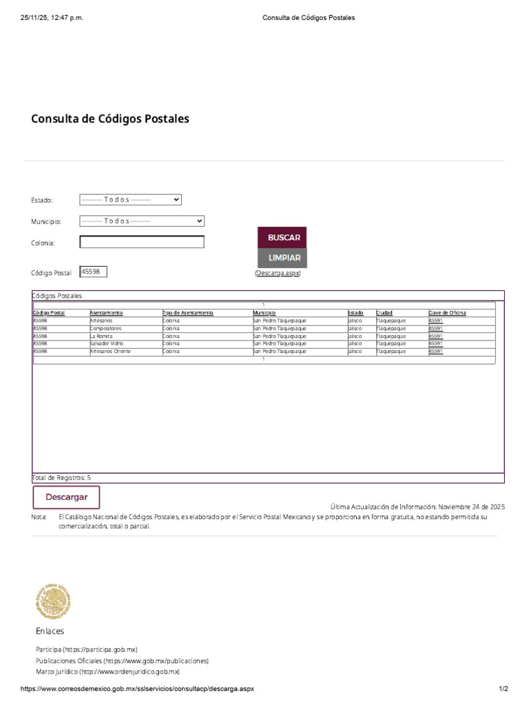Consulta de Códigos Postales en México | PDF | Informática ...