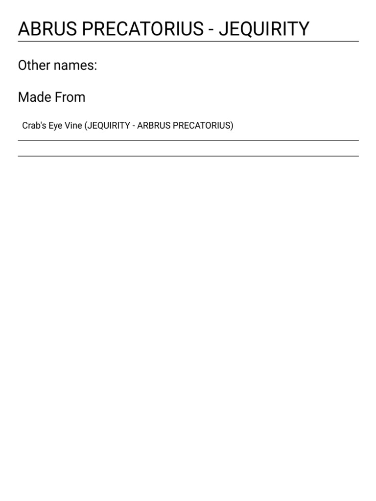 Abrus Precatorius Uses and Dosage Guide | PDF