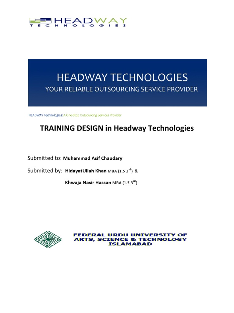 TRAINING DESIGN in Headway Technologies: Submitted To: Submitted by ...