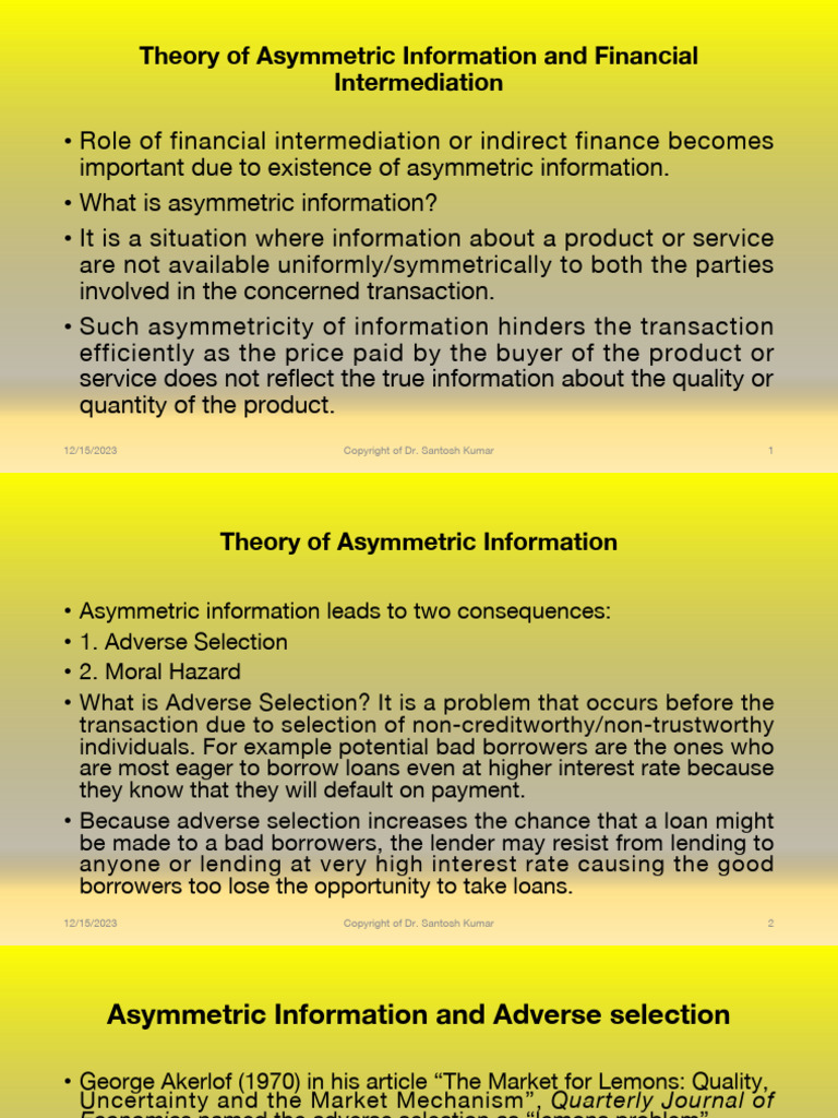 5-Assymetric Information and Financial Intermediation | PDF ...