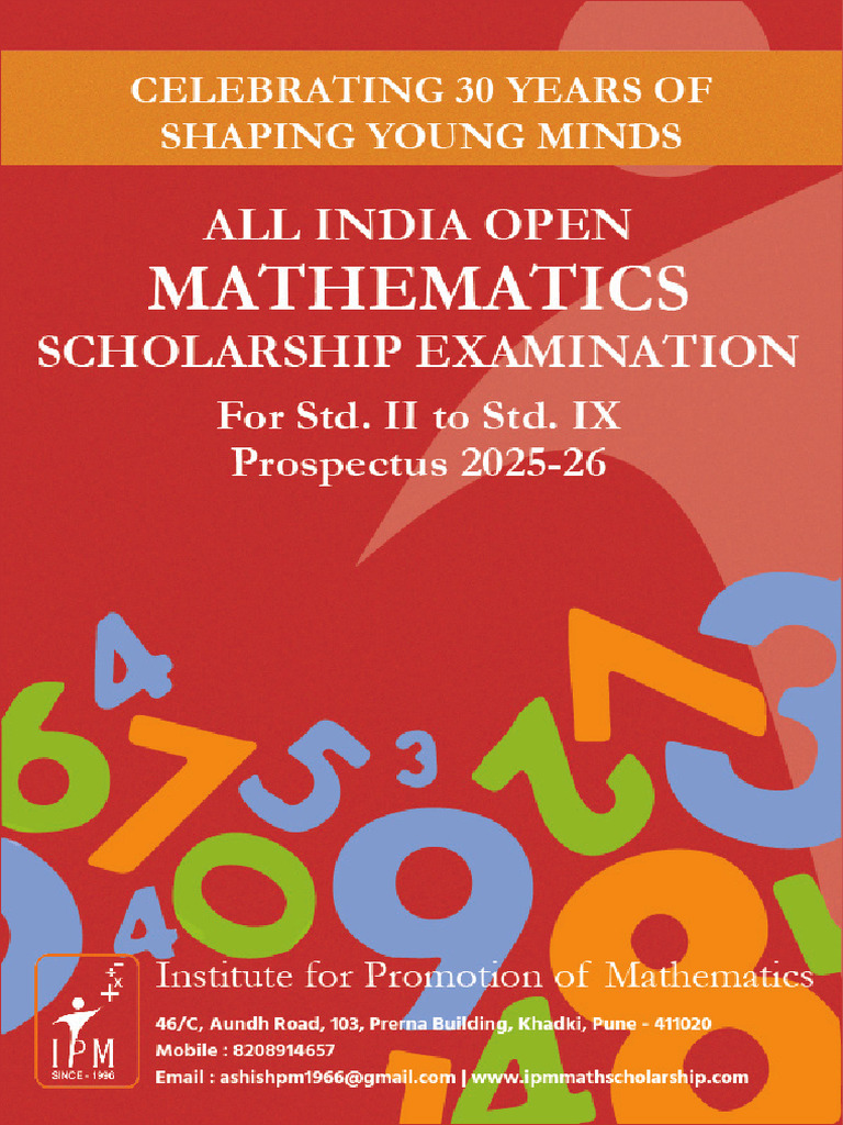 IPM Mathematics Scholarship Exam 2026 | PDF | Qualifications