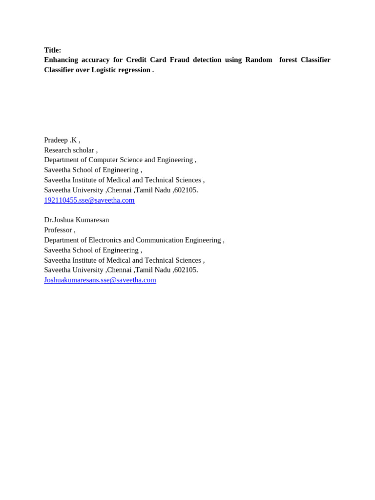 Conference Research Paper 1 | PDF | Machine Learning | Logistic Regression