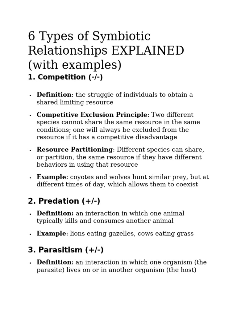6 Types of Symbiotic Relationships EXPLAINED | PDF