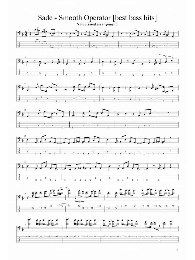Sade Smooth Operater Bass Lines | PDF