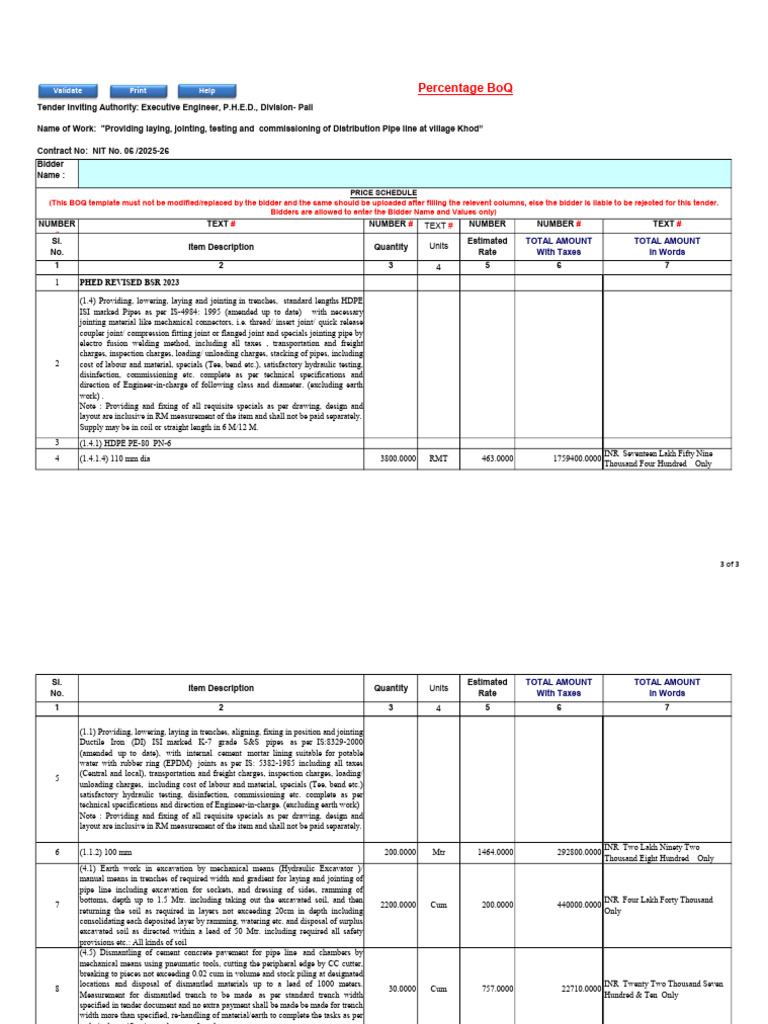 BOQ_823825 | PDF | Pipe (Fluid Conveyance) | Concrete