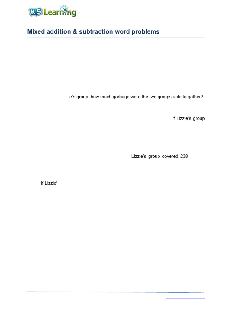 Grade 3 Math Word Problems Worksheet | PDF