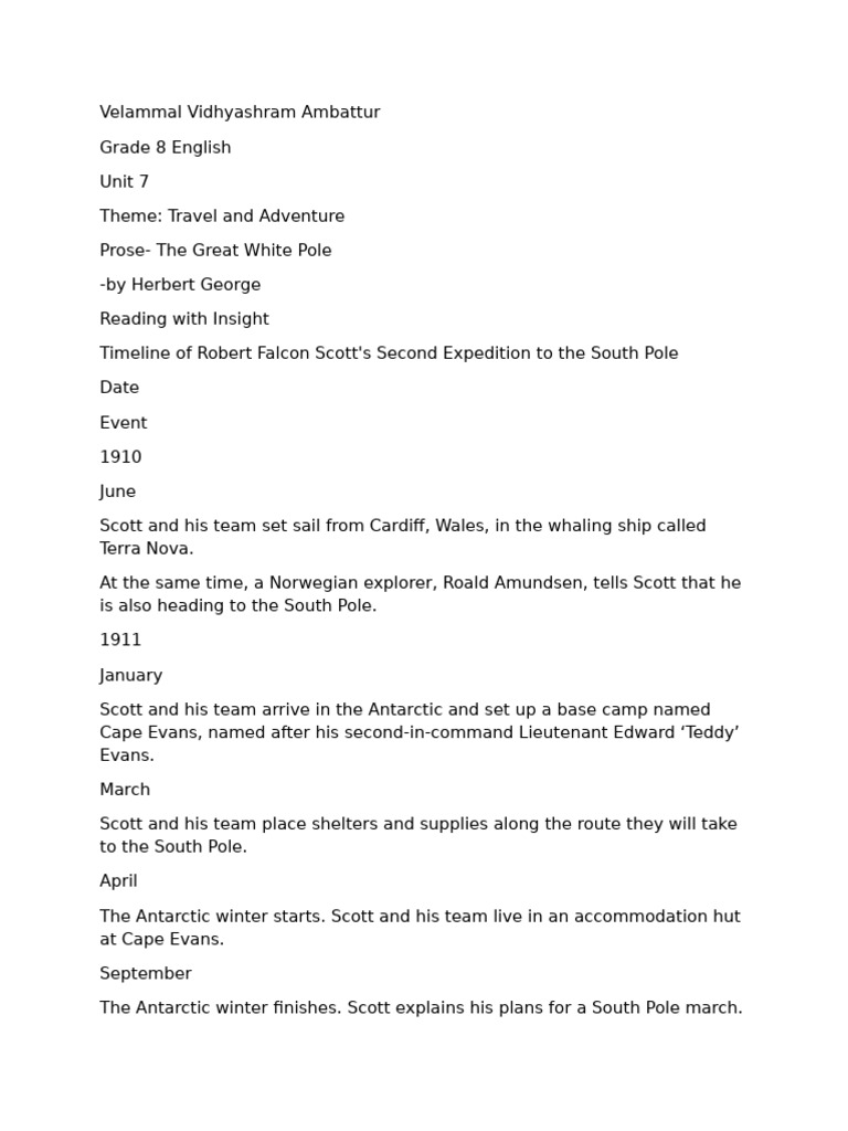 Grade 8 Unit 6 Notes | PDF | Robert Falcon Scott