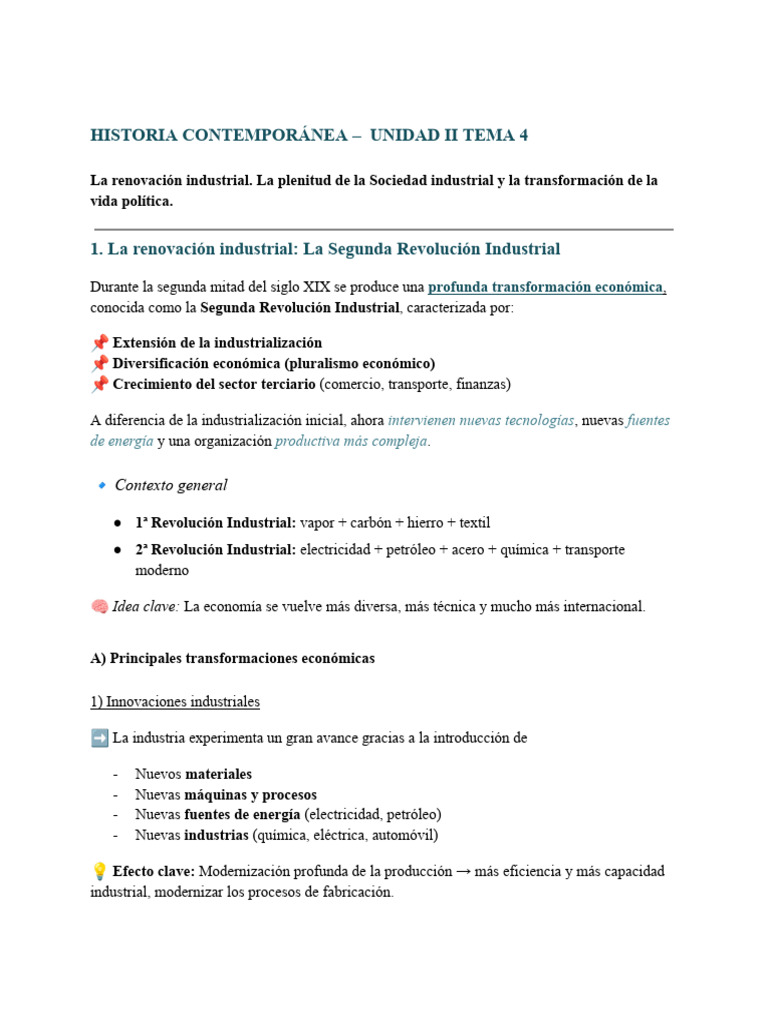 Historia Contemporánea – Unidad II Tema 4 | PDF | Revolución industrial ...