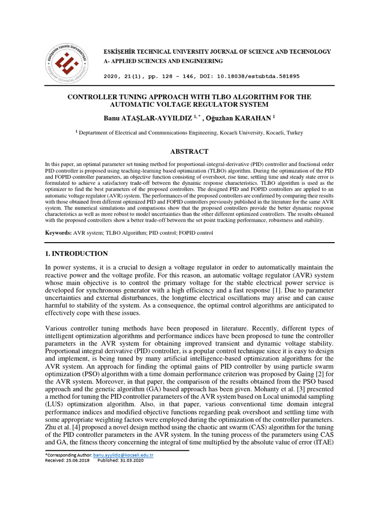 Controller Tuning Approach With Tlbo Algorithm for the 450xx97n0o | PDF | Control Theory ...