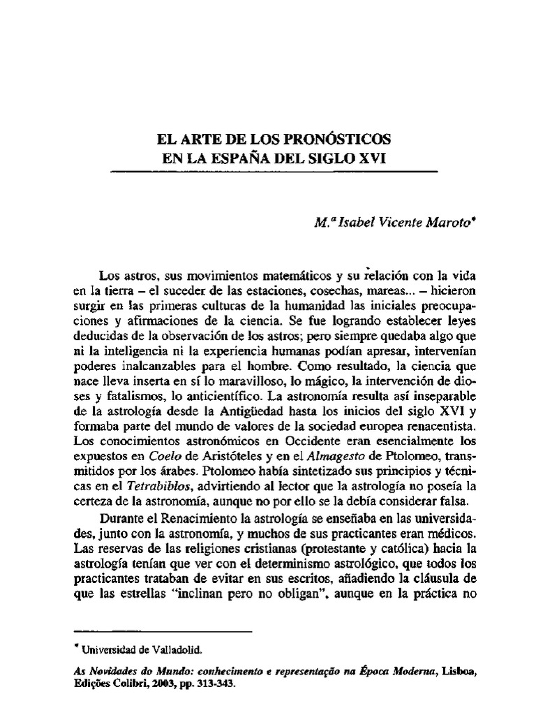 El Arte de Los Pronósticos - en La España Del Siglo Xvi. M. Isabel ...
