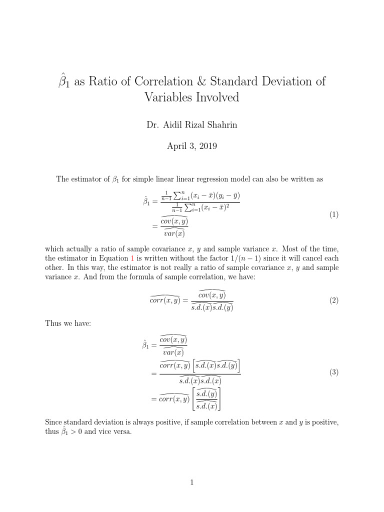 Beta As Sample Correlation | PDF | Standard Deviation | Variance