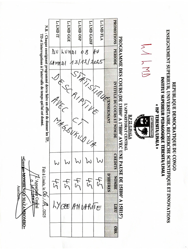 Programme Cours | PDF