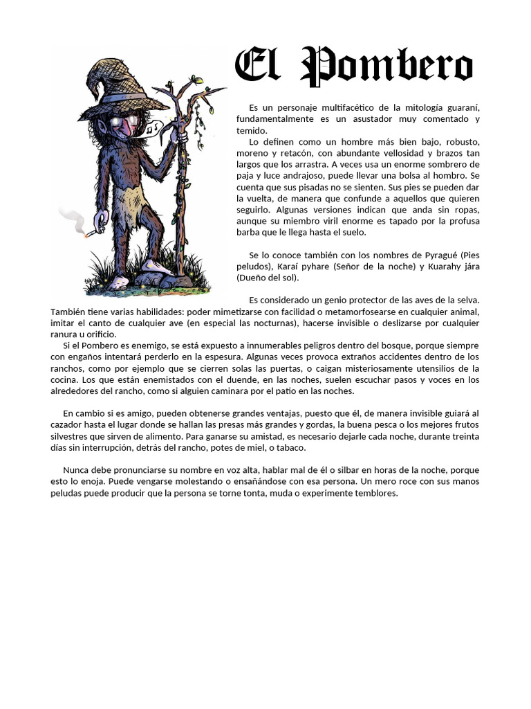 Pombero: Mito y leyendas guaraníes | PDF
