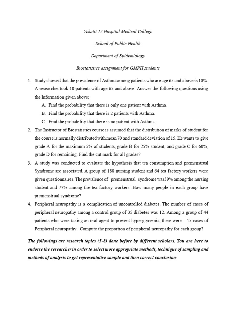 Biostatistics Individual Assignmet_GMPH.docx | PDF | Standard Deviation ...