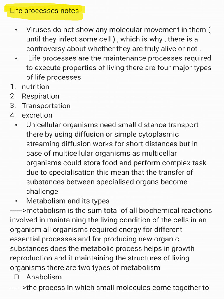 Life Processes Notes _024521 | PDF