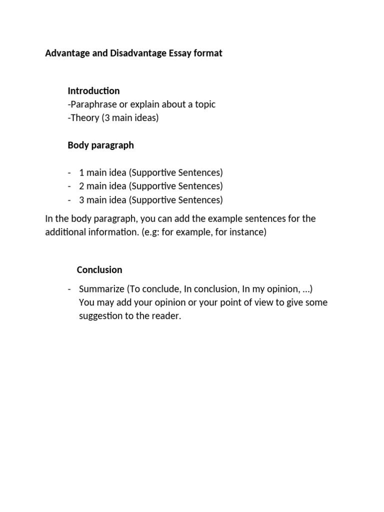 Advantage and Disadvantage Essay Format | PDF