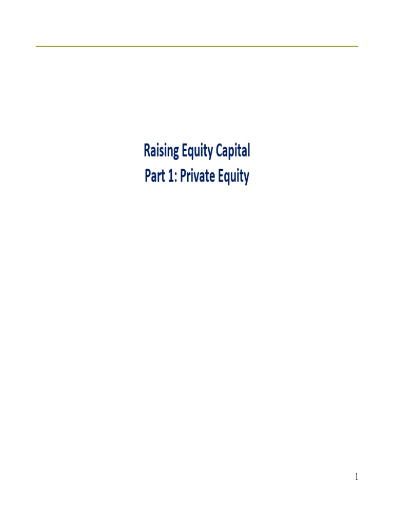 Topic 12 Raising Equity Capital | PDF | Corporate Finance | Venture Capital