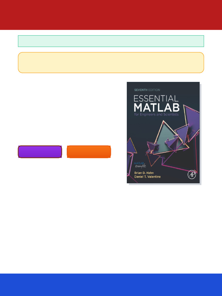Essential MATLAB for Engineers and Scientists Hahn ebook 2025 re ...