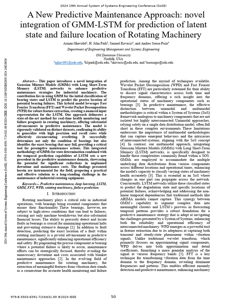 GMM-LSTM for Predictive Maintenance | PDF | Wavelet | Normal Distribution