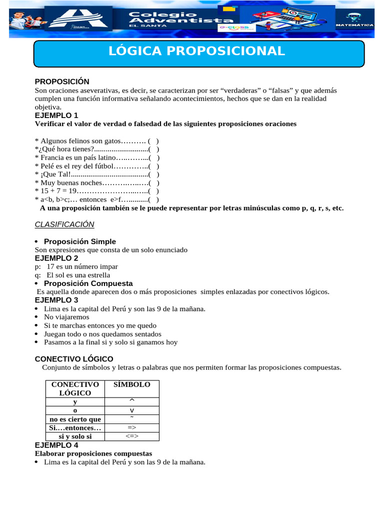 Lógica Proposicional: Proposiciones y Conectivos | PDF | Proposición ...