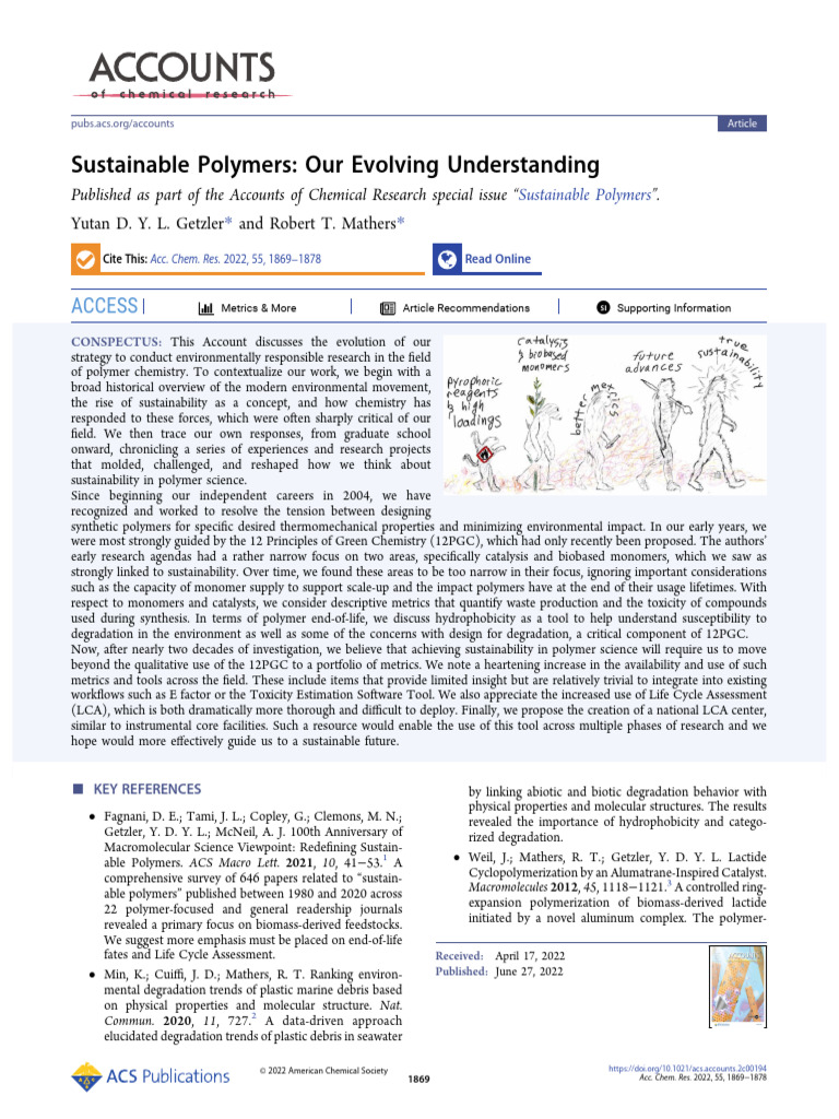 Evolving Strategies in Sustainable Polymers | PDF | Green Chemistry ...