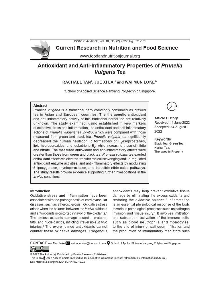 Prunella Vulgaris Tea: Antioxidant Benefits | PDF | Polyphenol ...
