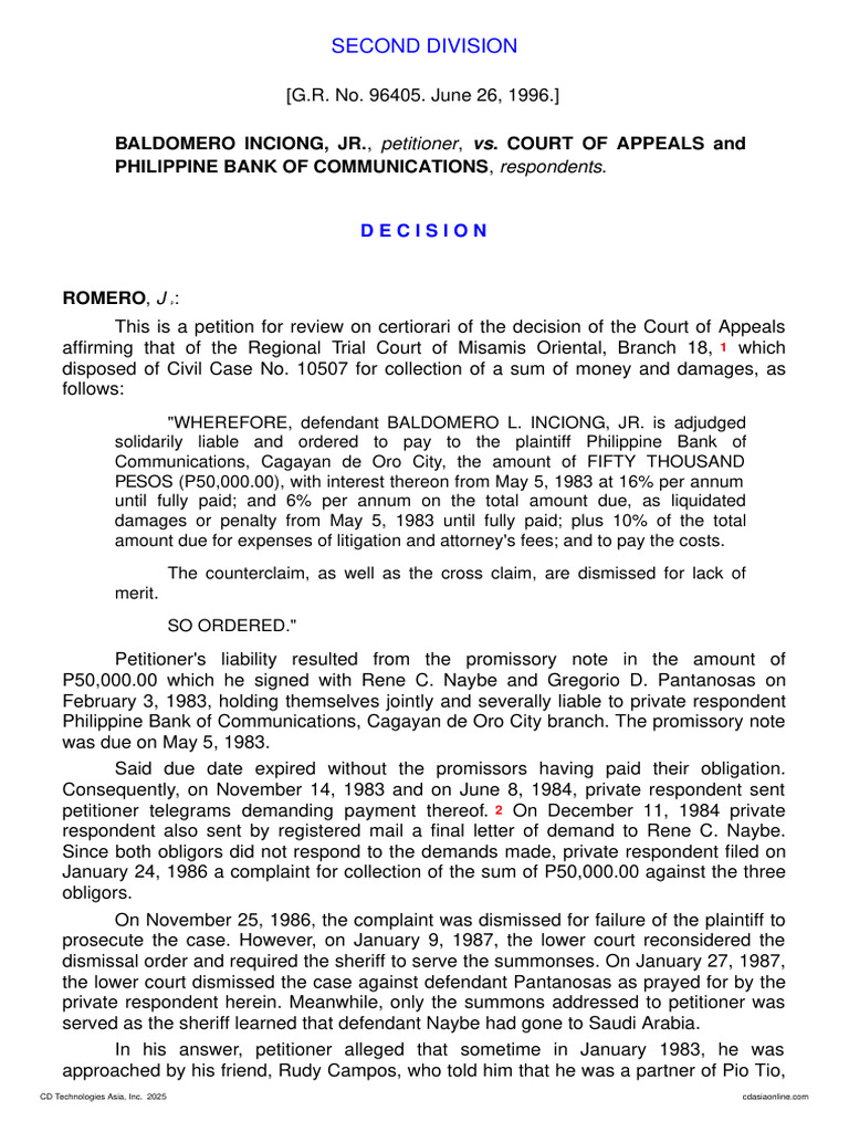 Petition for Review on Promissory Note Liability | PDF | Surety | Parol ...