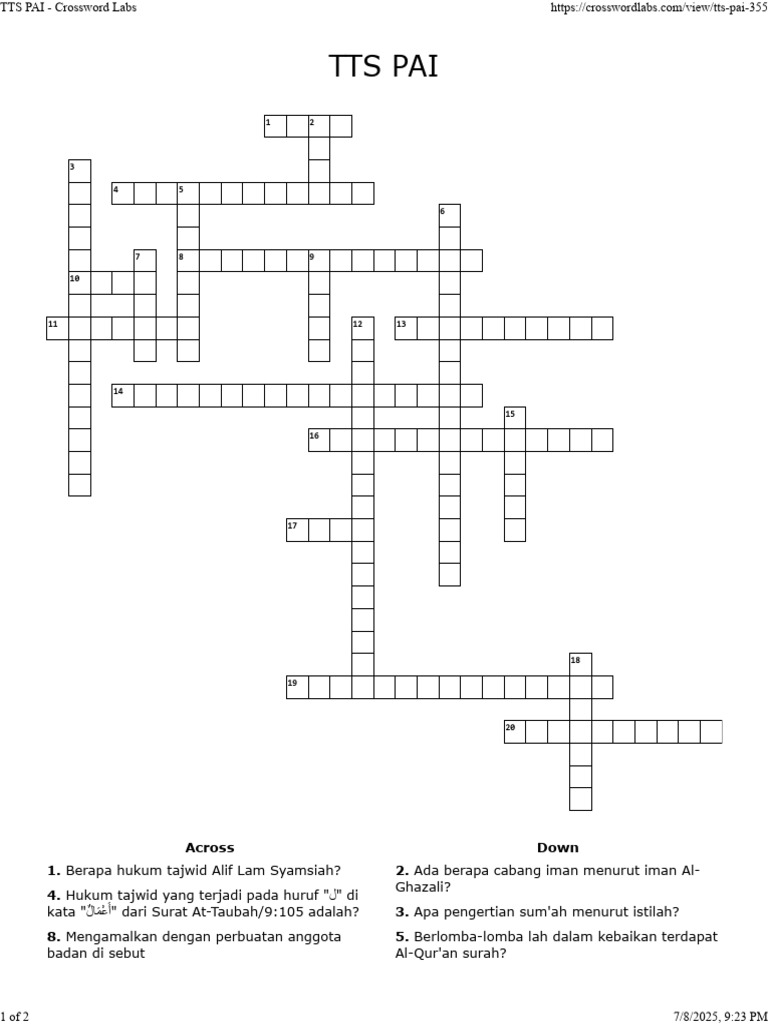 TTS PAI - Crossword Labs | PDF