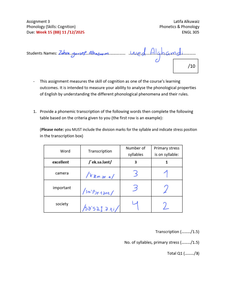 phonetics assignment | PDF | Stress (Linguistics) | Phonology
