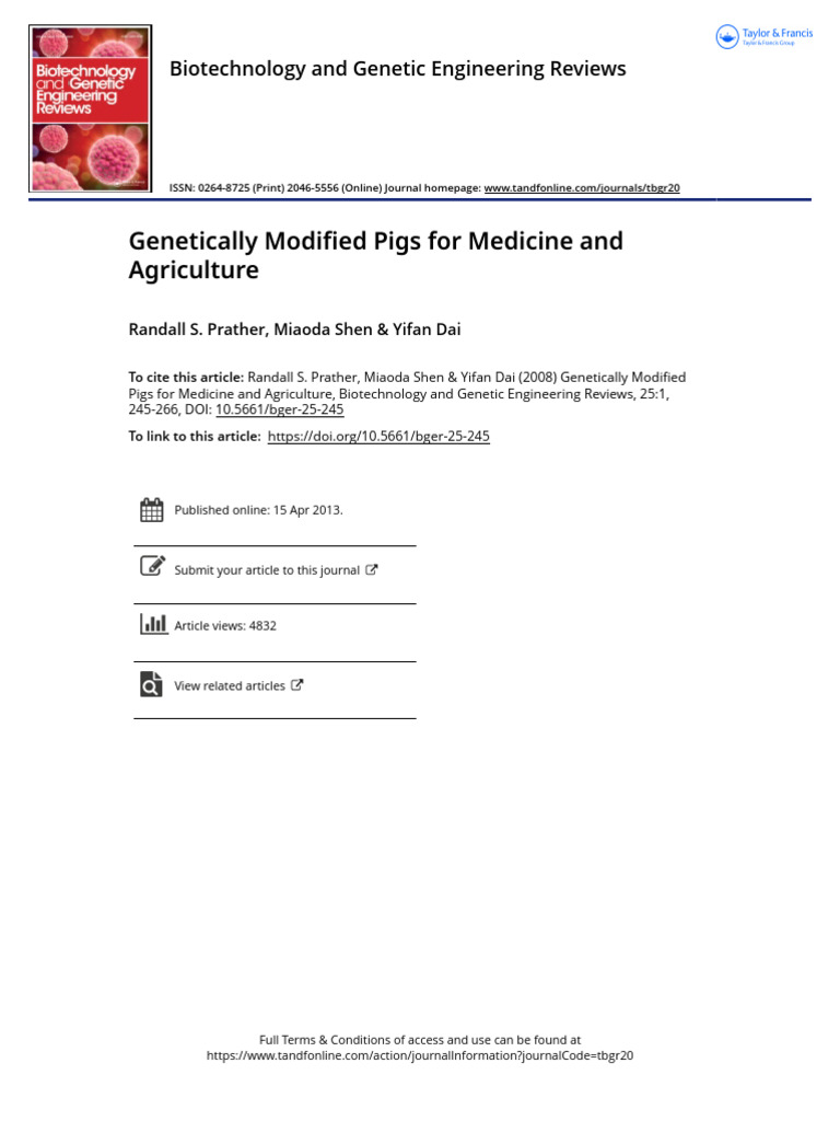 Genetically Modified Pigs: Medicine & Agriculture | PDF | Meiosis ...