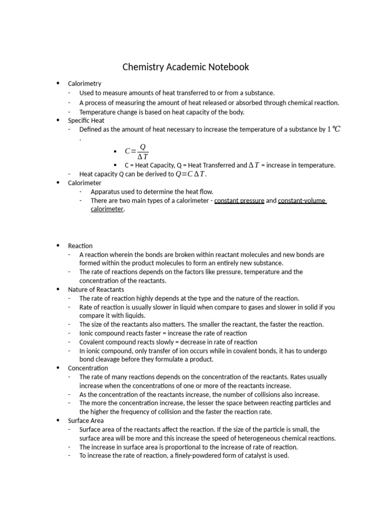 Chemistry: Heat Transfer & Reactions | PDF | Reaction Rate | Chemical ...