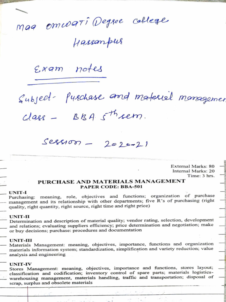 Bba 5th Sem Production and Material Management | PDF