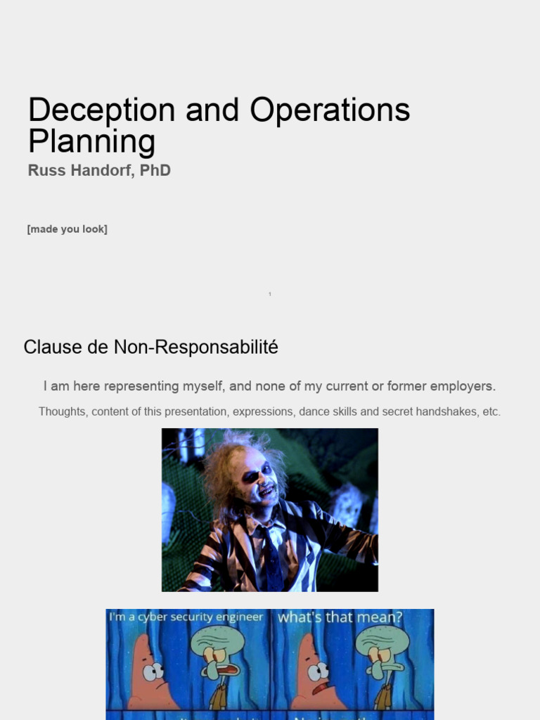 Deception and Operations Planning - SHMOOCON 2025 | PDF | Computing ...