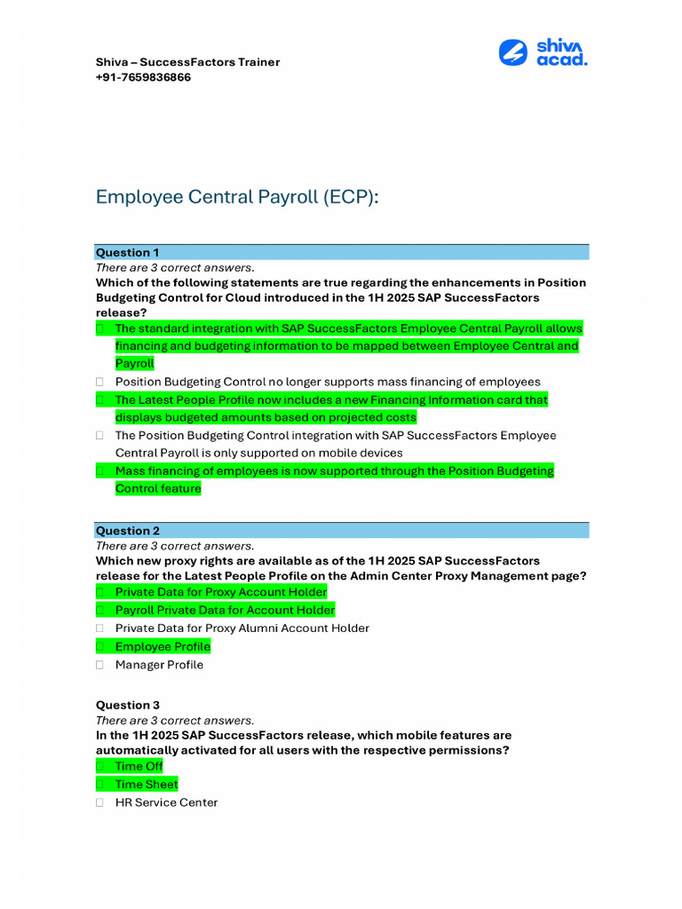 Ecp & Time Mgmt Delta 1h Sap Sf | PDF